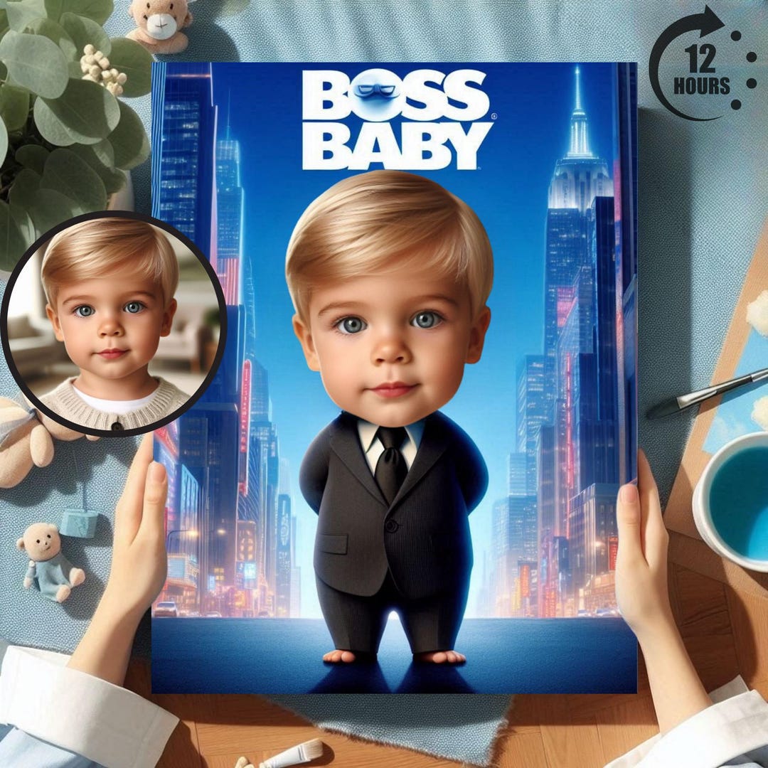 Personalized Boss Baby Portrait, Boss Baby Backdrop, Custom Boss Baby ...