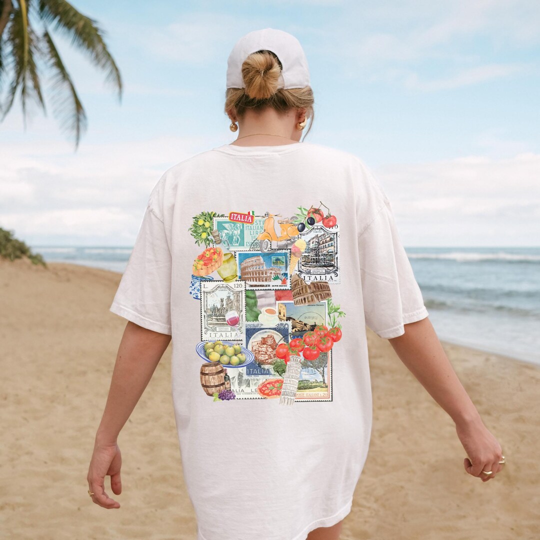 Italian Collage Comfort Colors T-shirt: Vintage Summer Travel Tee - Etsy