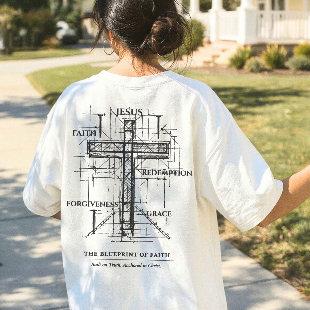 Blueprint of Faith Christian Tee – Jesus, Grace, Redemption - Etsy