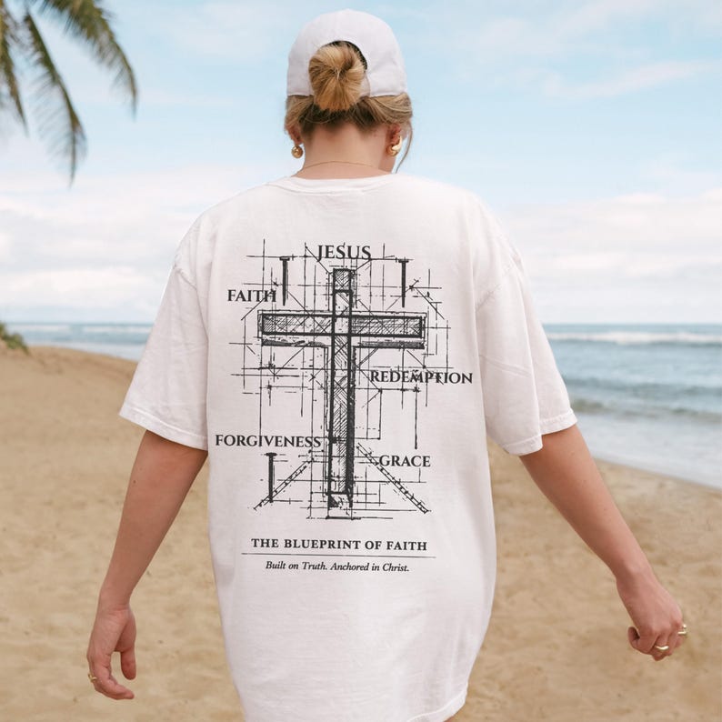 Blueprint of Faith Christian Tee – Jesus, Grace, Redemption - Etsy