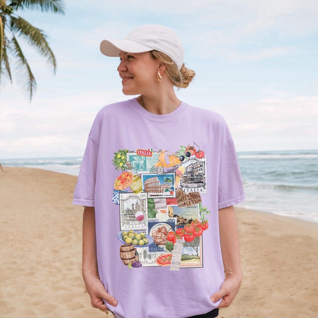 Italian Collage Shirt - Comfort Colors European Summer Tee, Rome T ...