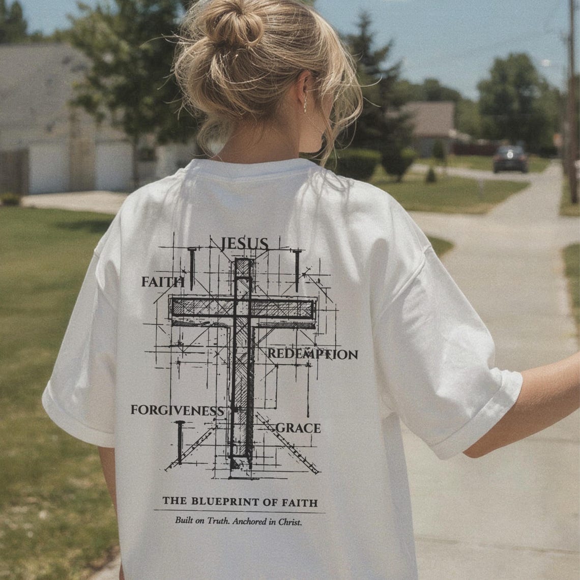 Blueprint of Faith Christian Tee – Jesus, Grace, Redemption - Etsy