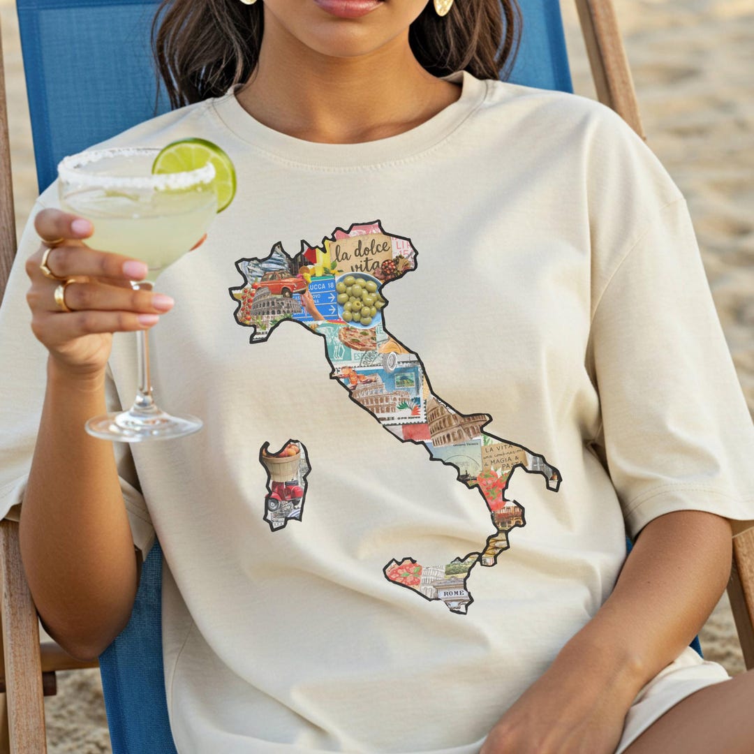 Italy Map Collage Shirt - Italian Summer Tee La Dolce Vita Italy Shirt ...