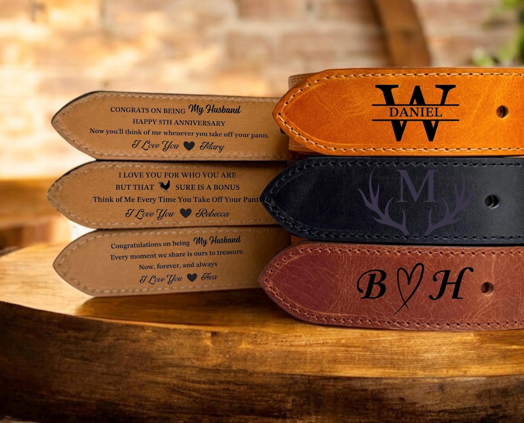 Personalized Leather Belt, Custom Engraved Belt for Men, Gift for Him ...