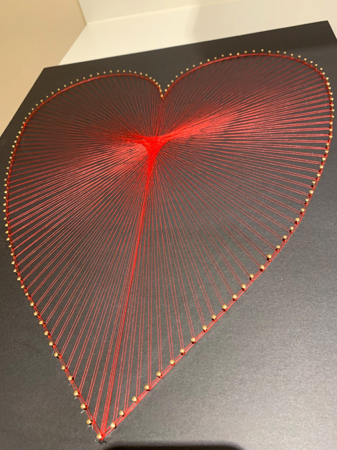 Red Heart String Art Abstract Design Wall Decor, Minimalist Home Accent ...