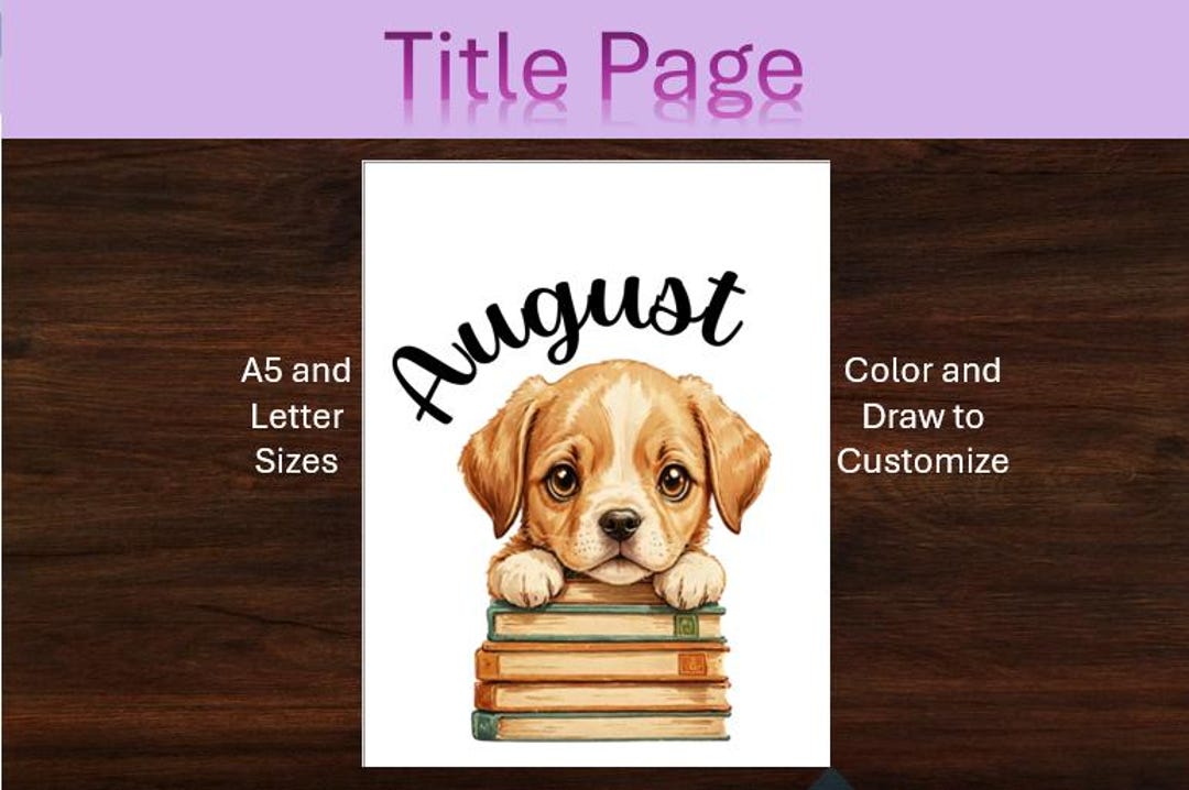 August Title Page for Bullet Journal - Printable - Dog-themed - Etsy
