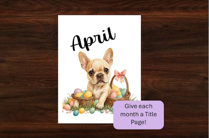 April Title Page for Bullet Journal - Printable - Dog-themed - Etsy Canada