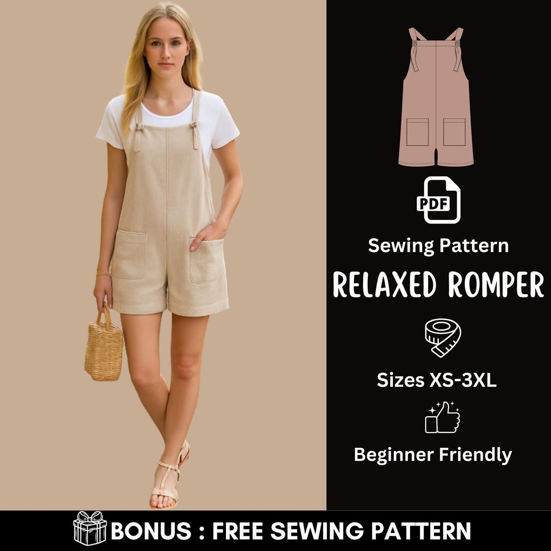 Romper Sewing Pattern, Jumpsuit Pattern, Overalls Pattern, Summer ...