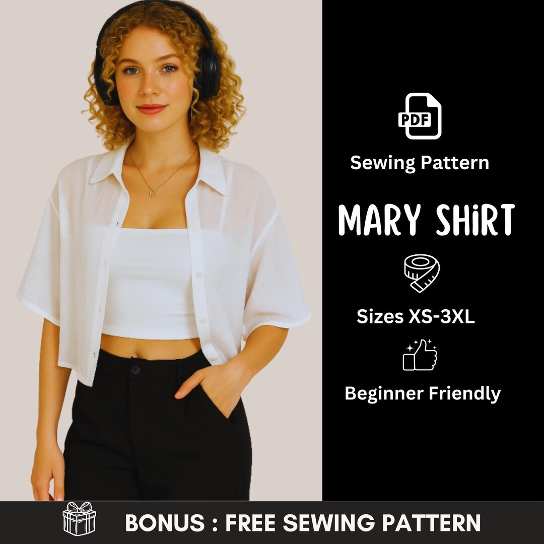 Crop Shirt Sewing Pattern | Women Shirt Pattern | Short Shirt Pattern ...