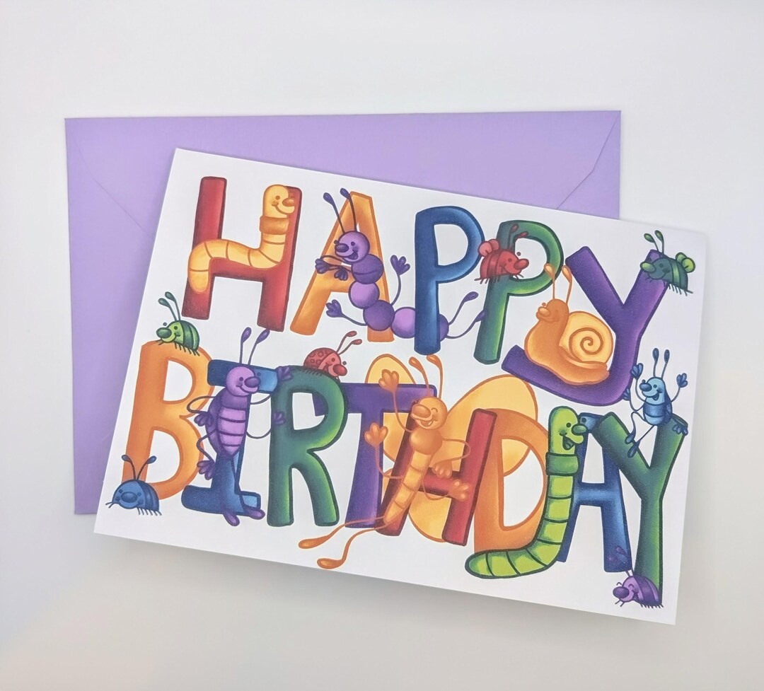 Happy Birthday Bug Critter Card - Etsy