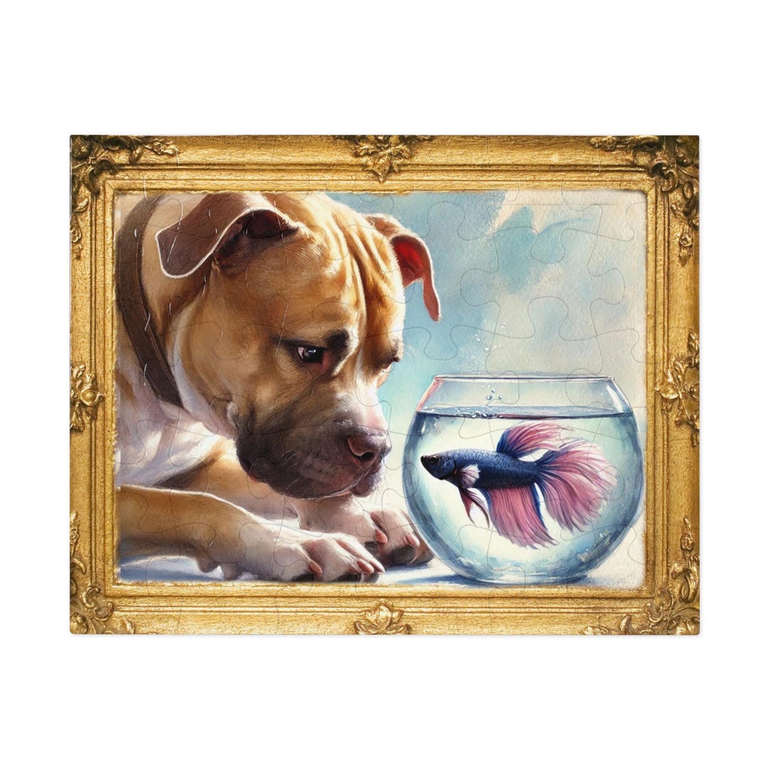 Jigsaw Puzzle: Pitbull Betta Fish Design, Gift Idea for Dog Dad, 30/110 ...