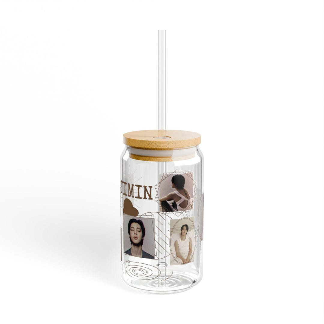 BTS Jimin Kpop Glass Can | Kpop Glass Tumbler | Jimin Cup | 16oz Iced ...