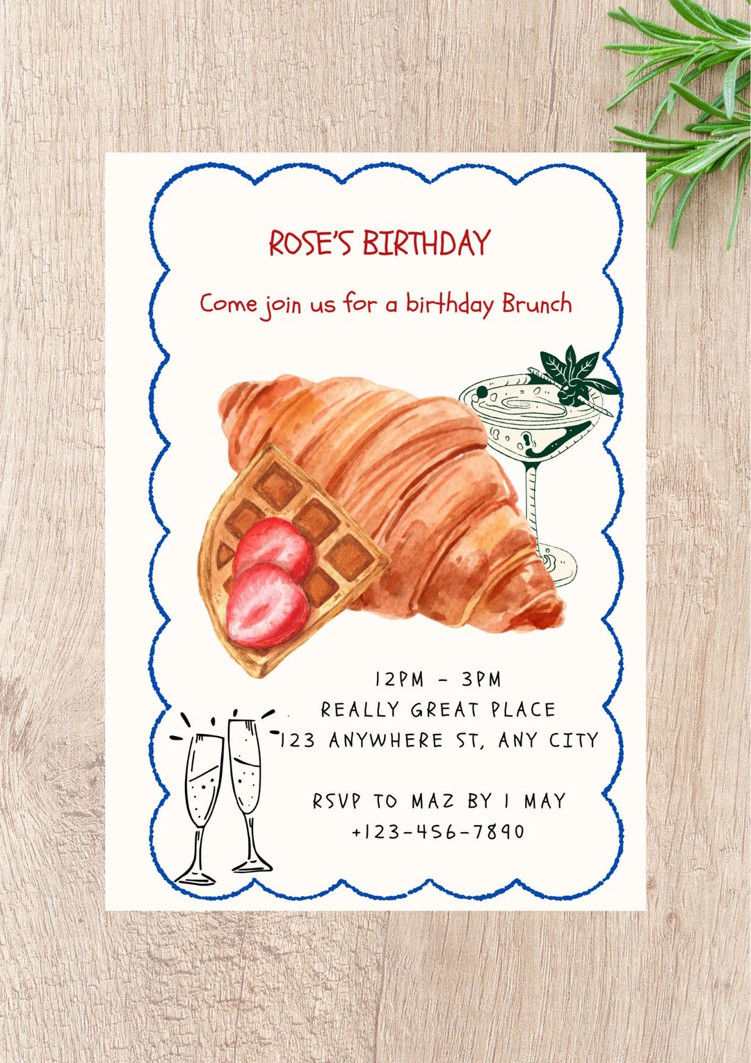 Brunch Birthday Invitation Breakfast Birthday Invitation Brunch ...