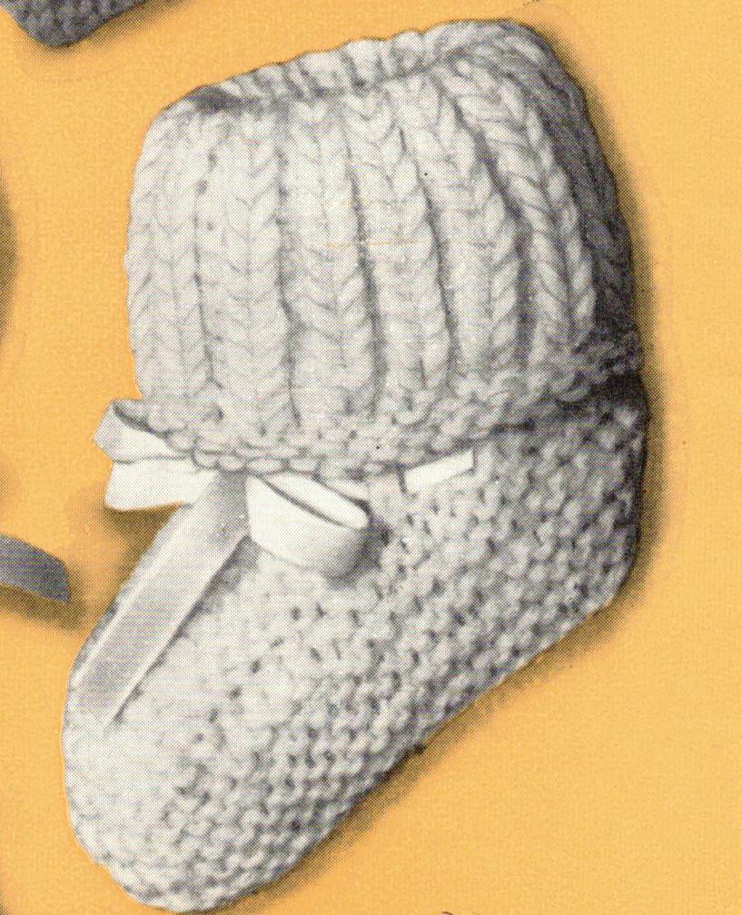 4 Baby Booties Vintage Knitting Patterns 0-6 and 6-12 Month Size, Boys or Girls 1940 or 1950s ...