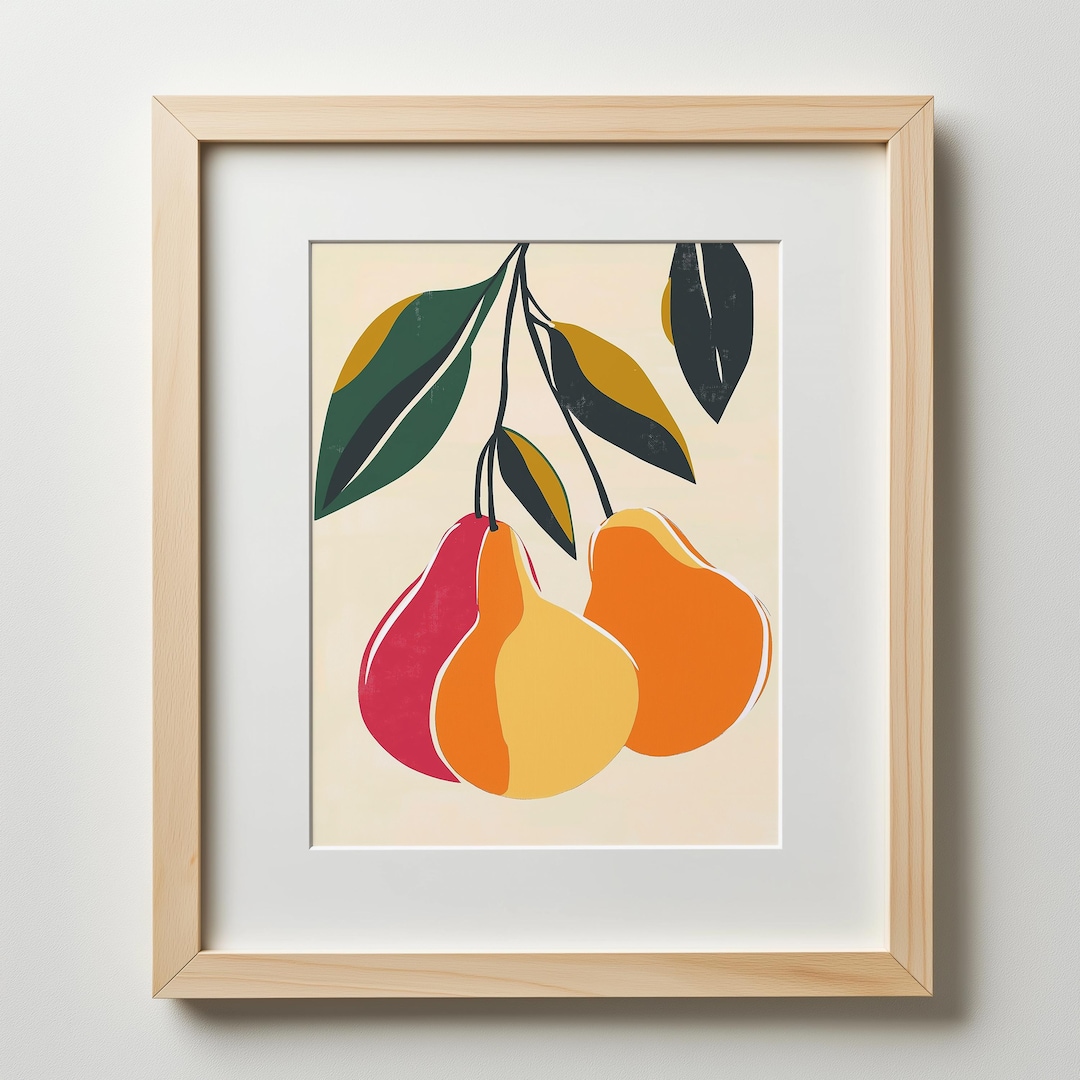 Colorful Pear Illustration | Vintage Fruit Print | Modern Botanical Art ...