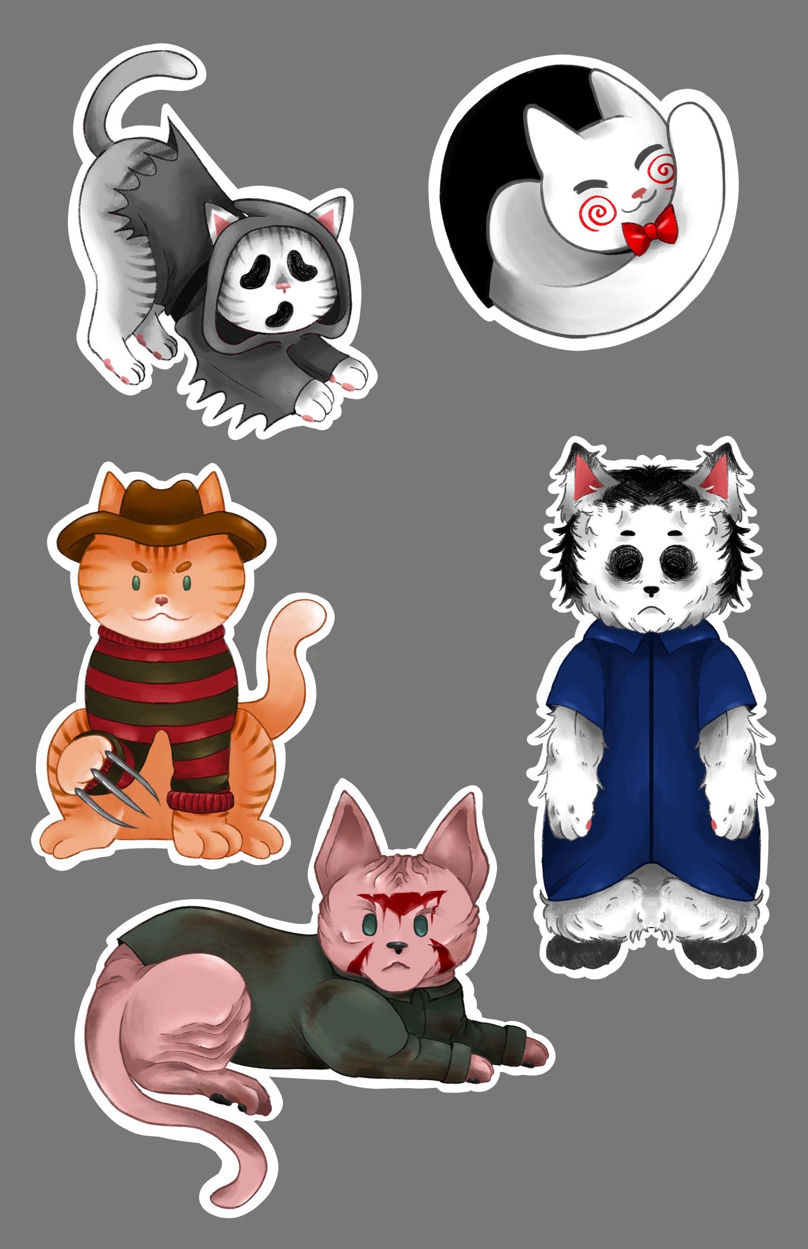 Horror Icons / Slasher Cats Stickers 2.5" Vinyl Glossy Stickers / Ghost ...