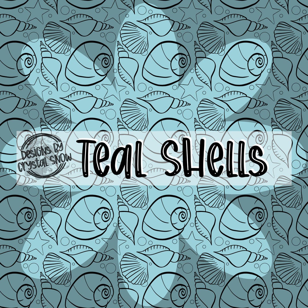 Teal Shells Seamless Digital File for Fabric, Stationary, Phone Cases ...