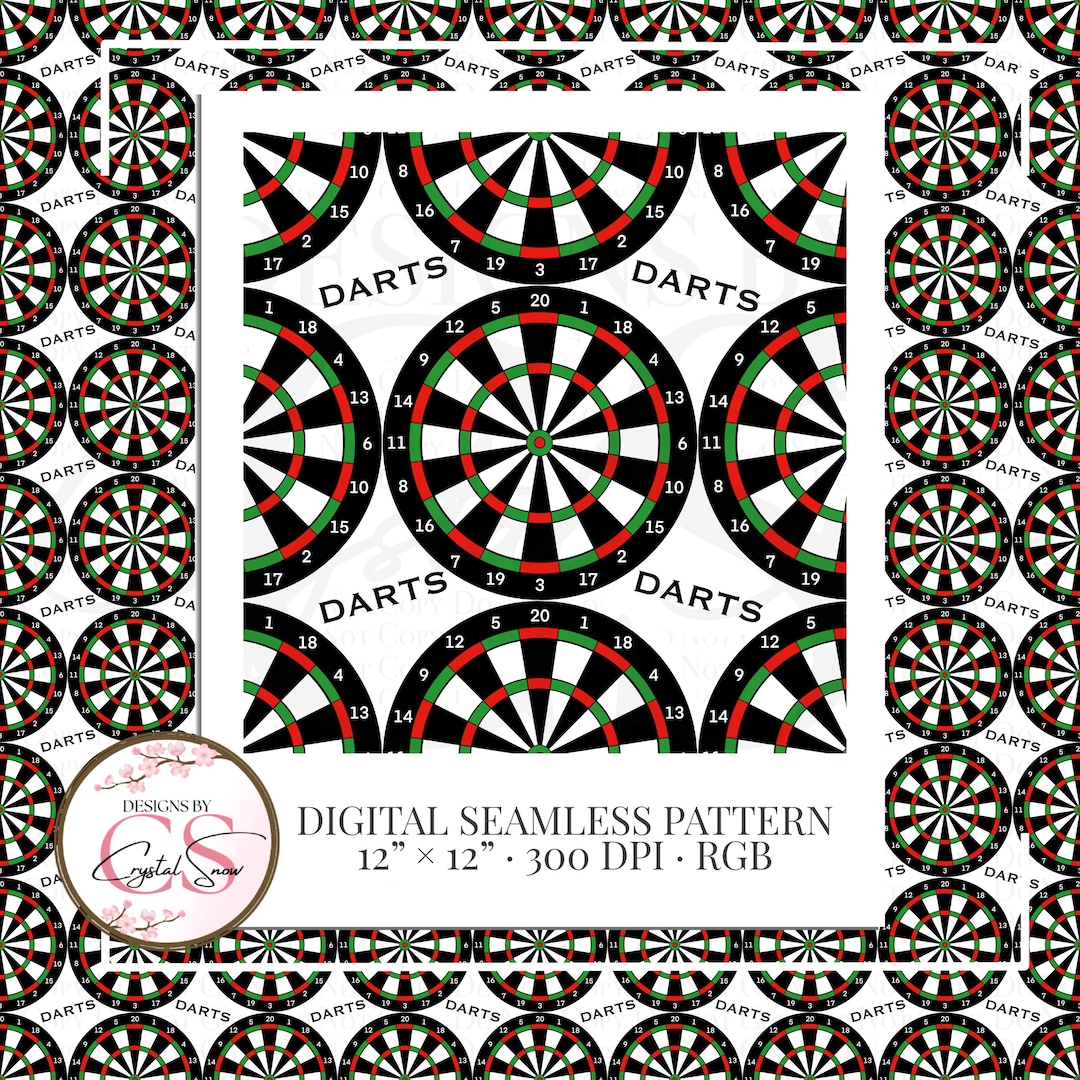 Dartboard Seamless Pattern: Hand-drawn Bullseye PNG Tile (12x12 Inches ...