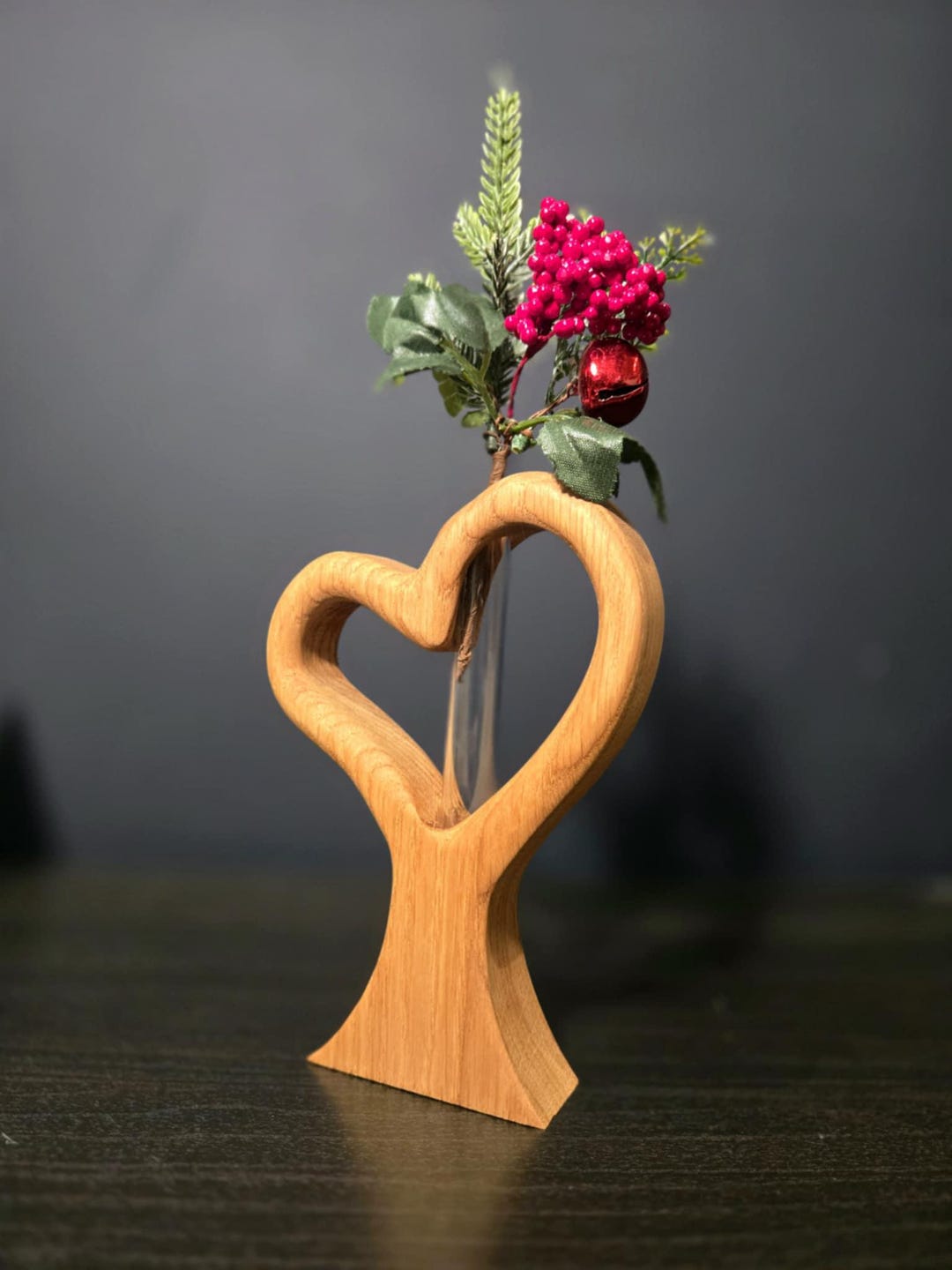 Oak Heart Vase With Glass Test Tube | Combination of Hand Made and ...