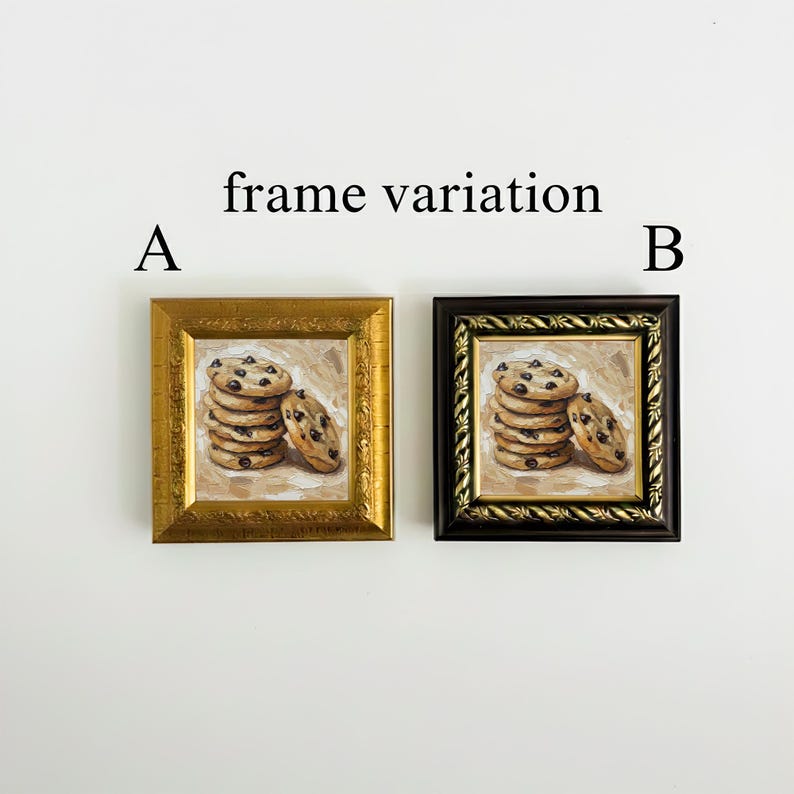 Chocolate Chip Cookies Wall Art, Food Dessert Painting 5x5 Inch Framed ...