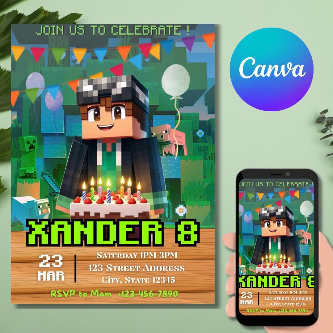 Game Boy Birthday Invitation Editable Gamer Party Template Digital ...
