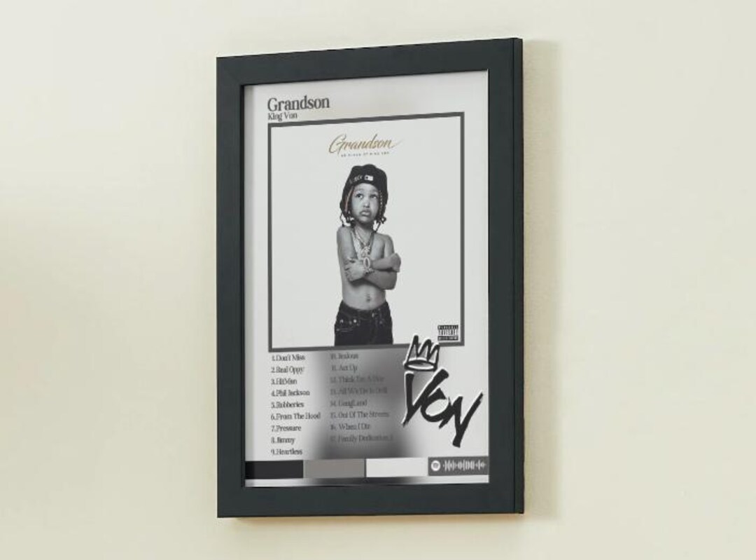 King Von | Grandson Album Poster | A4 A3 A2 A1 B1 A0 B0 Poster Print ...