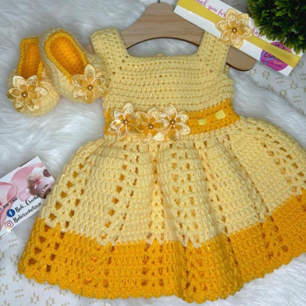 Handmade Crochet Yellow Baby Outfit. Set for New Born. Coming Home ...