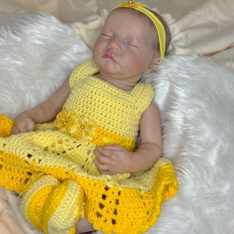 Handmade Crochet Yellow Baby Outfit. Set for New Born. Coming Home ...