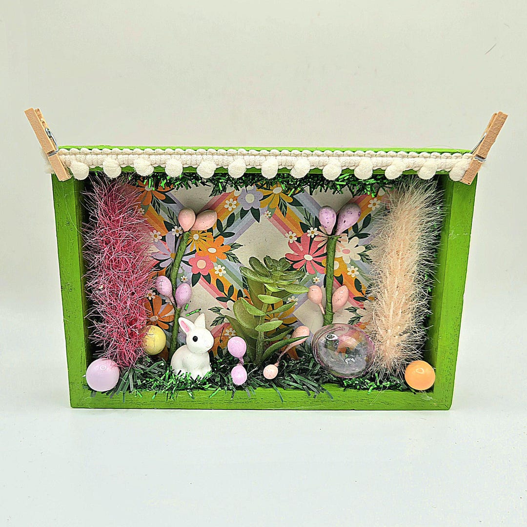 Easter Shadow Box Bunny Spring Shadow Box Easter Diorama Spring Decor ...