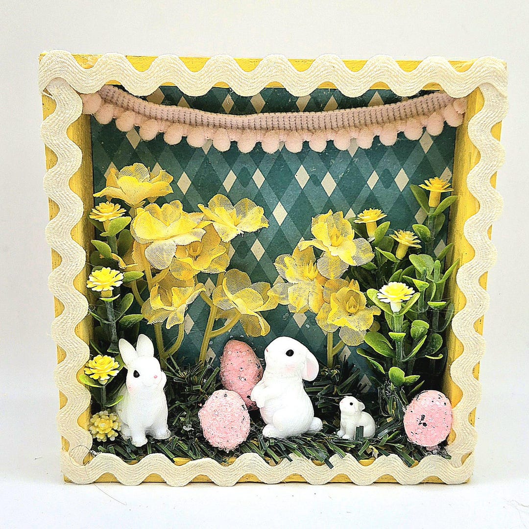 Easter Shadow Box Bunnies Spring Shadow Box Easter Decor - Etsy