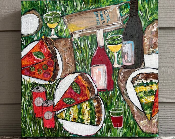 Food Illustration Art, Table Art, Kitchen Painting, Whimsical and ...