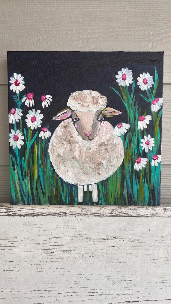 Whimsical Sheep Painting