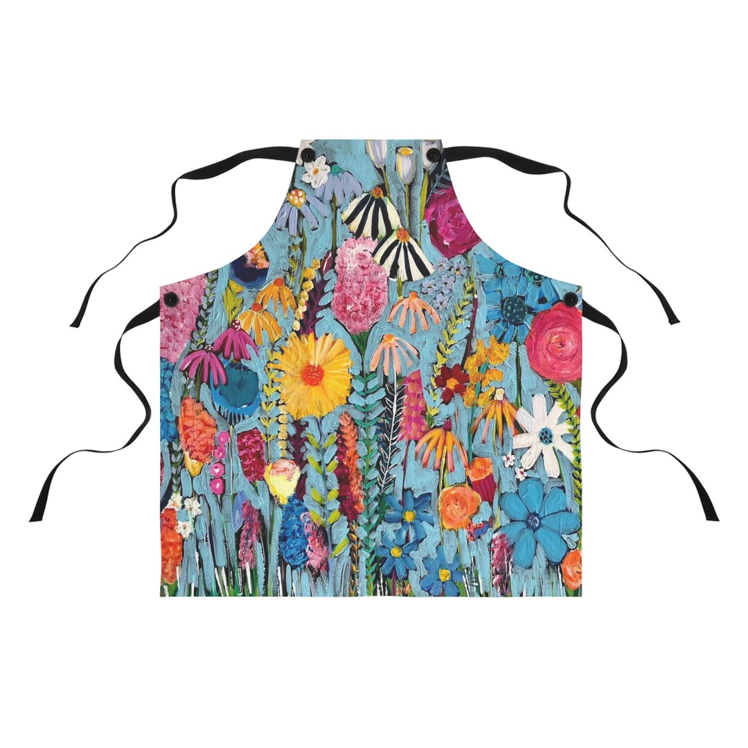 Apron, Wildflower Apron, Housewarming Gift, Floral Apron, Colorful ...