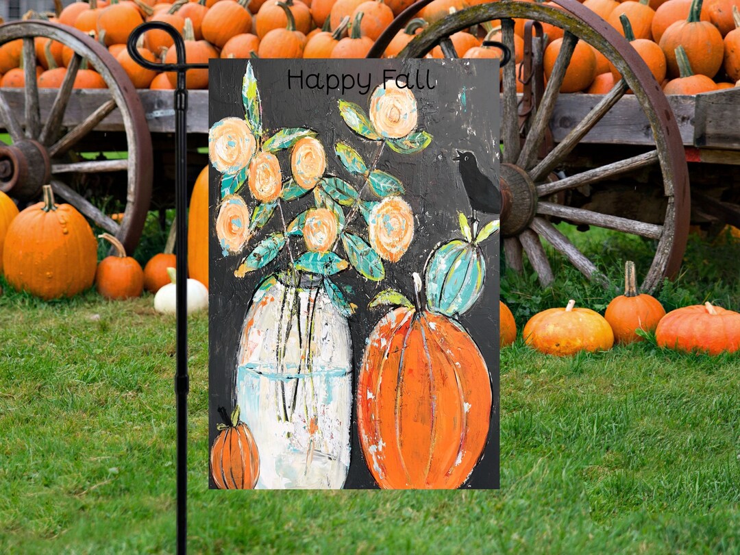 Happy Fall Flag, Seasonal Flag, Pumpkin Yard Fat, Fall Garden Decor ...
