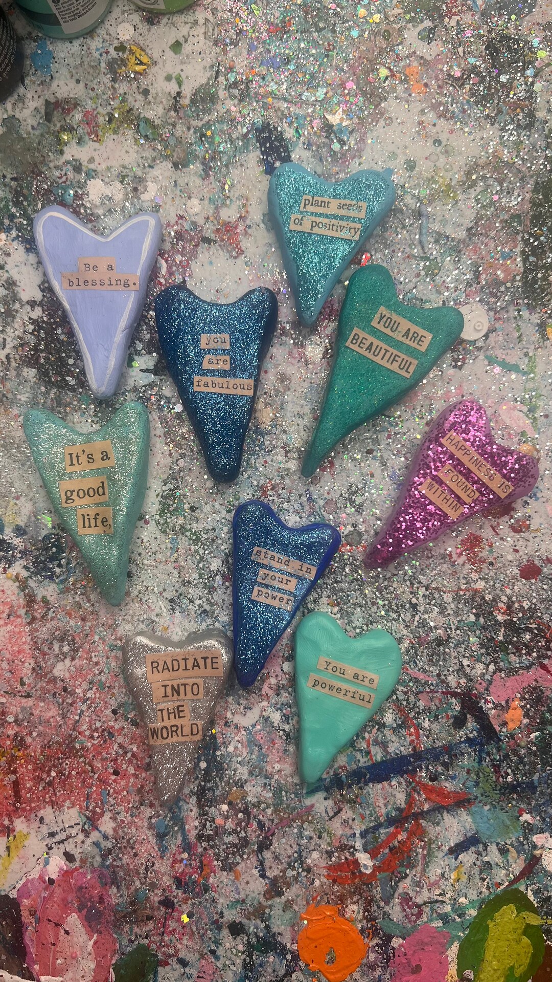 Valentines Heart Magnets, Hearts With Quotes, Polymer Clay Hearts, Gift ...