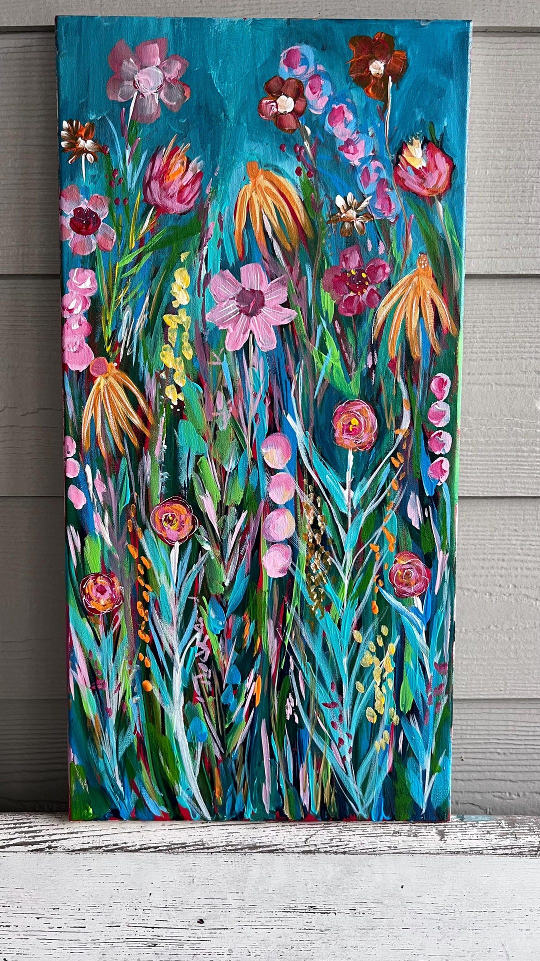 Wildflower Painting,12 X 24 Gallery Wrapped Canvas, Abstract Flowers ...