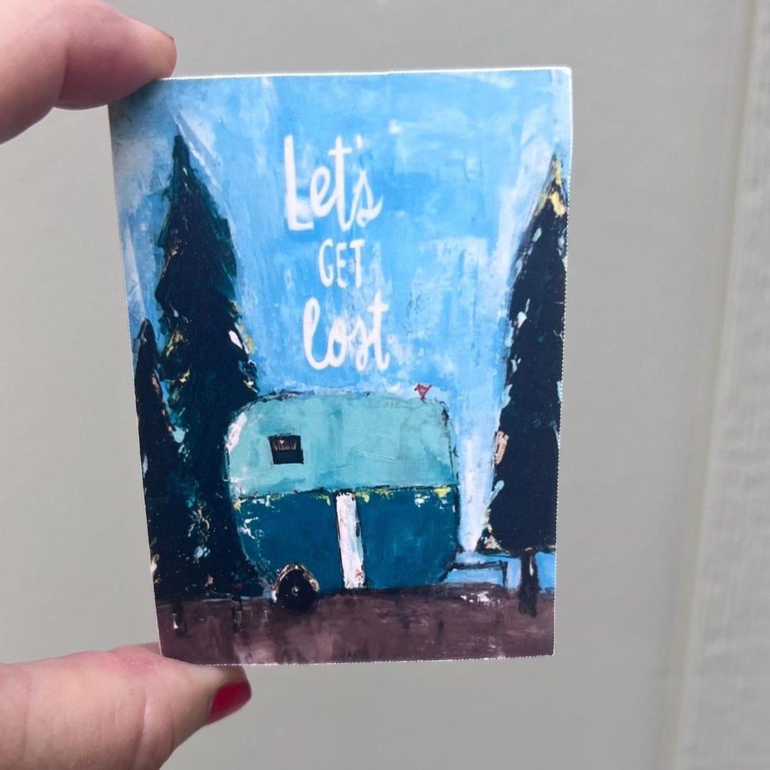 Camping Art Magnet: Whimsical Camper, Let's Get Lost - Etsy