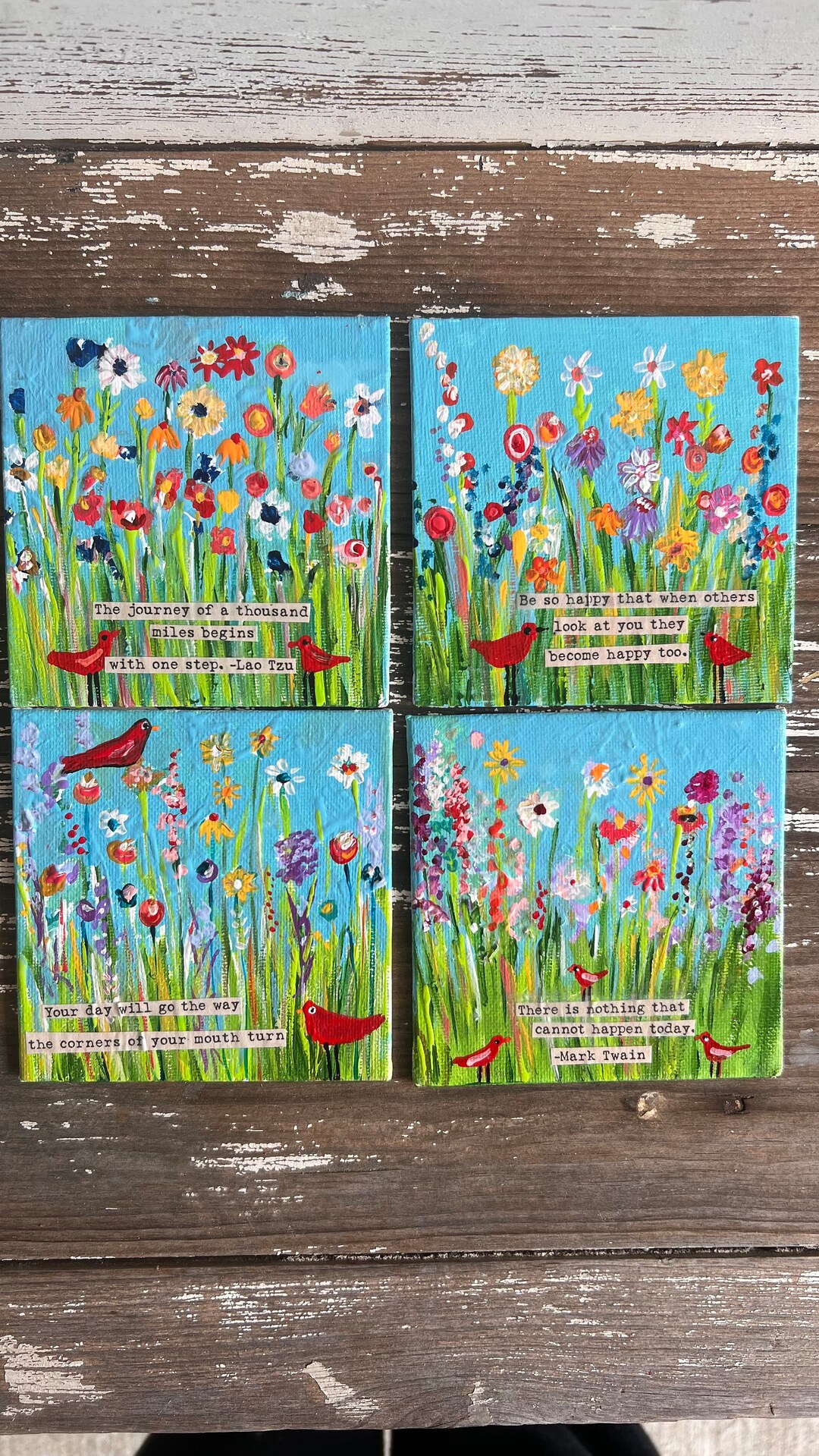 Flower Magnet, Flower Art, Hand Painted Art Magnet, Whimsical Small Art ...