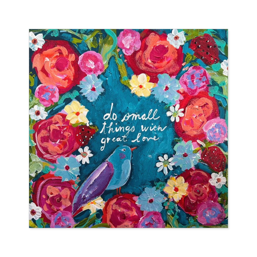 Square Stickers, Whimsical Bird and Floral Design, Small Things ...