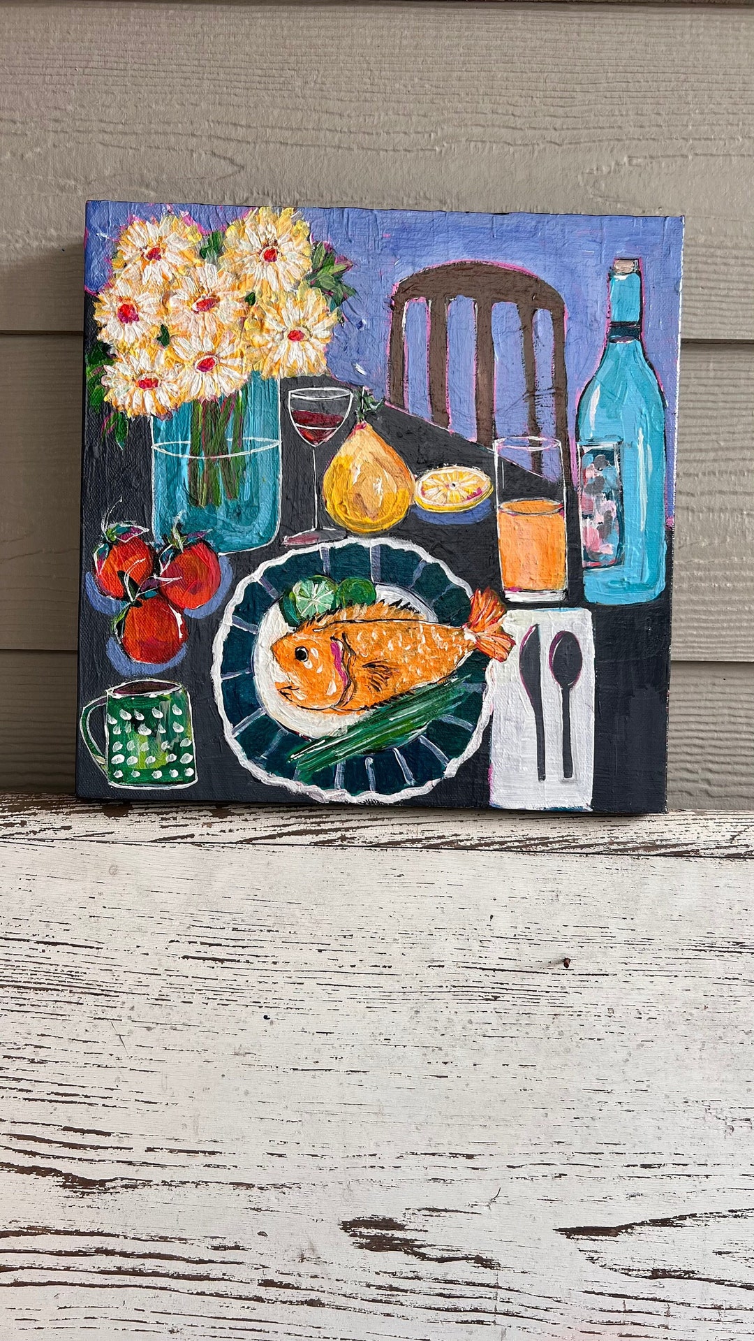 Food Illustration Art, Table Art, Kitchen Painting, Whimsical and ...