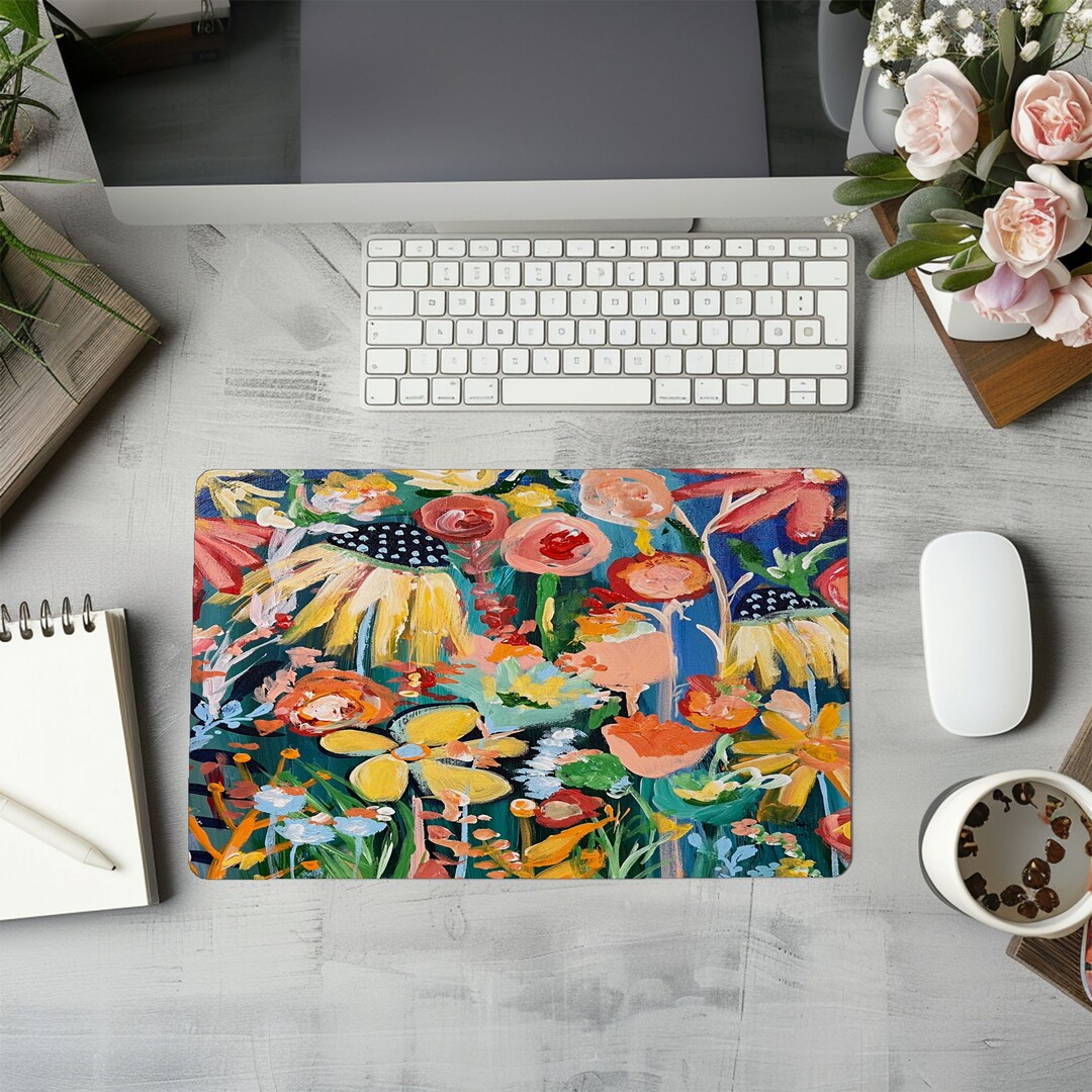 Desk Mat, Sunflower Desk Mat, Botanical Desk Mat, Wildflower Desk Mat ...