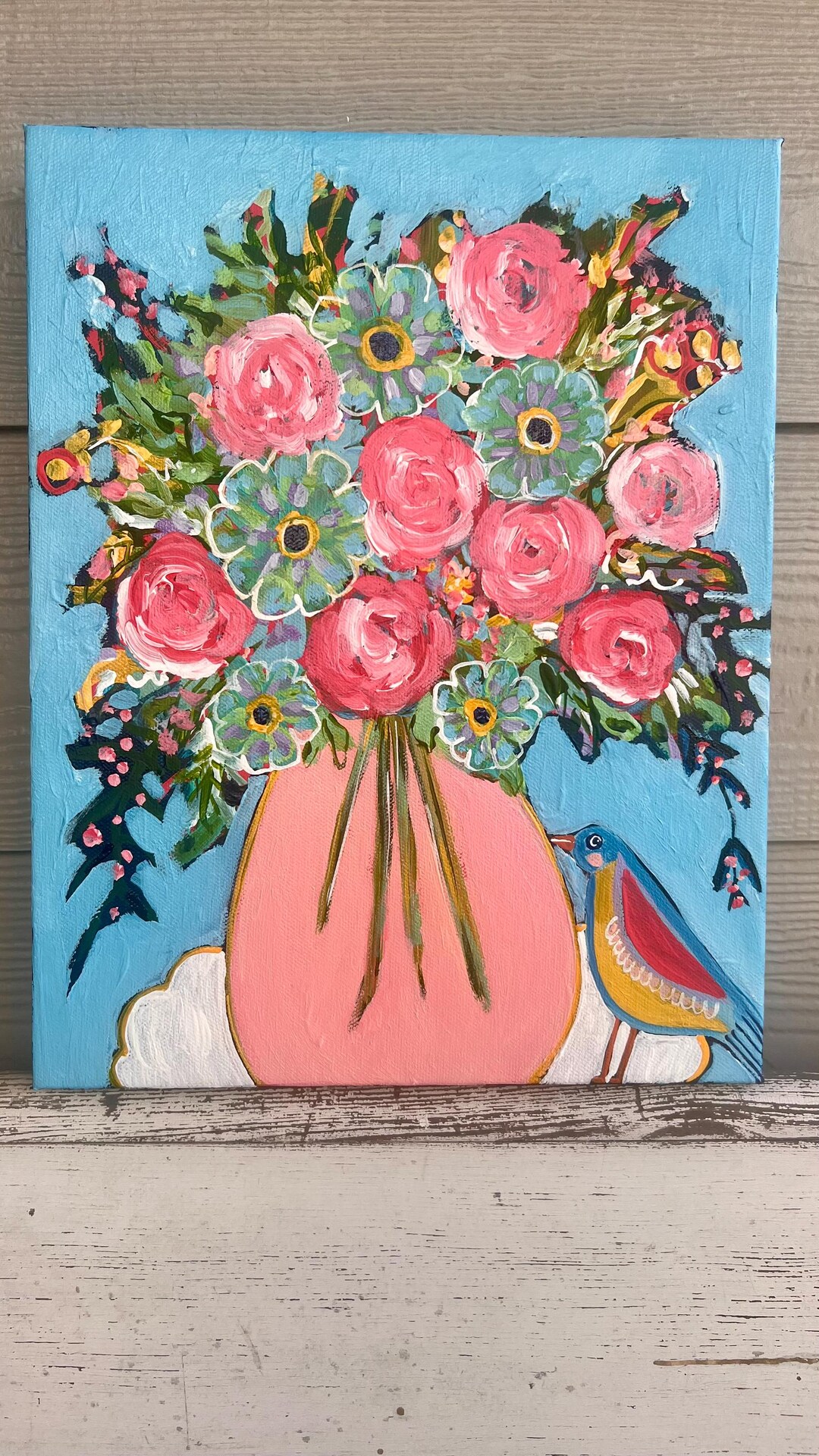 Flowers in Vase, Birds and Flowers Art, Floral Painting, Botanical Art ...