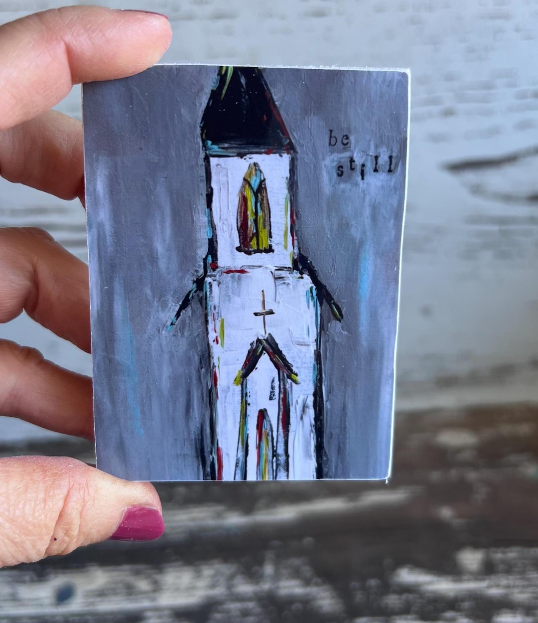 Whimsical Church Magnet: Reproduction Art Print on Wood - Etsy