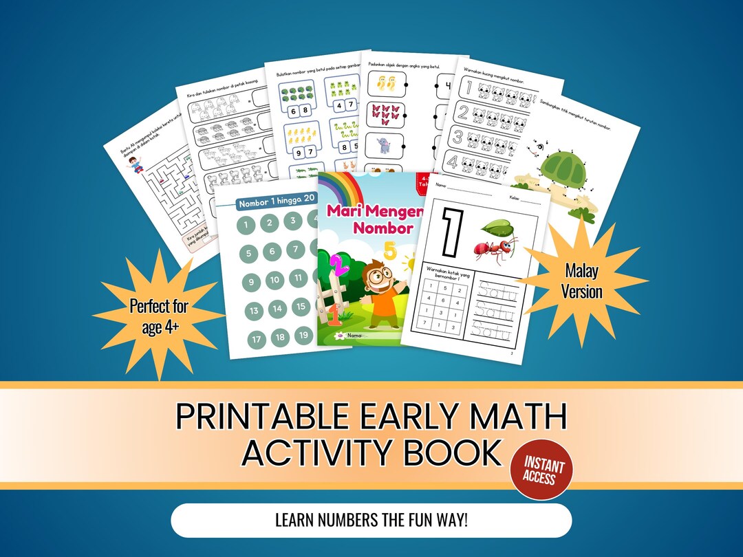 Printable Numbers Activity Book for Kids | Malay Preschool Math ...