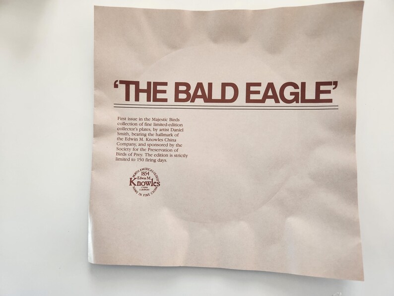 The Bald Eagle by Daniel Smith Vintage Plate, Edwin M. Knowles Plate ...