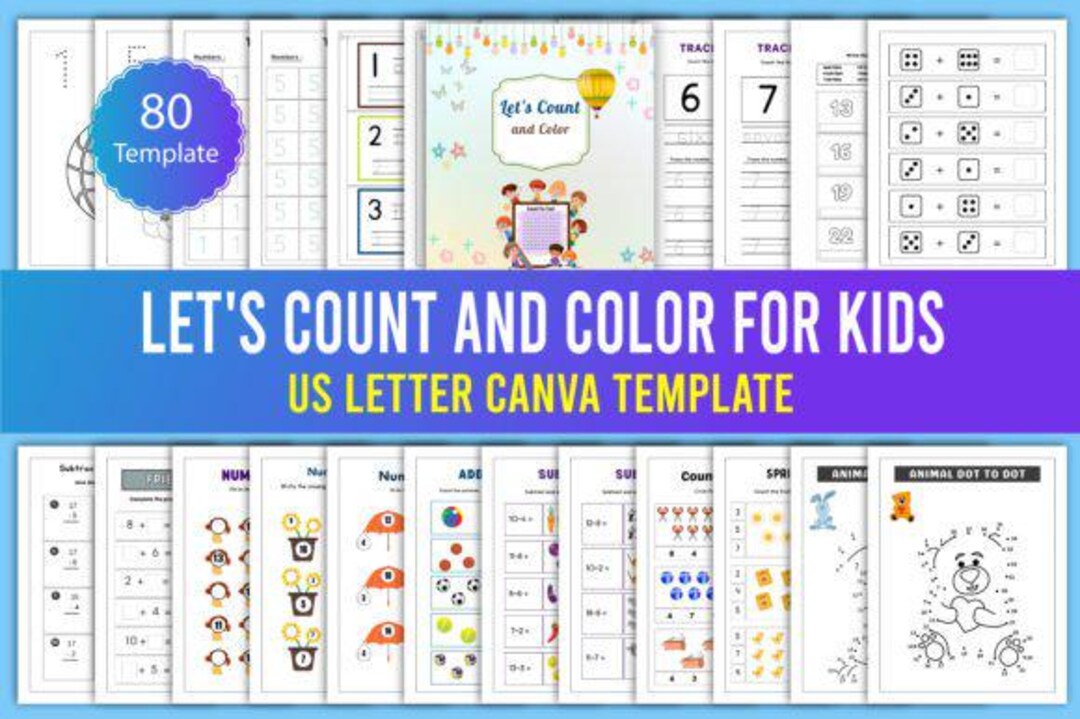 Let's Count and Color Math Worksheet - Etsy