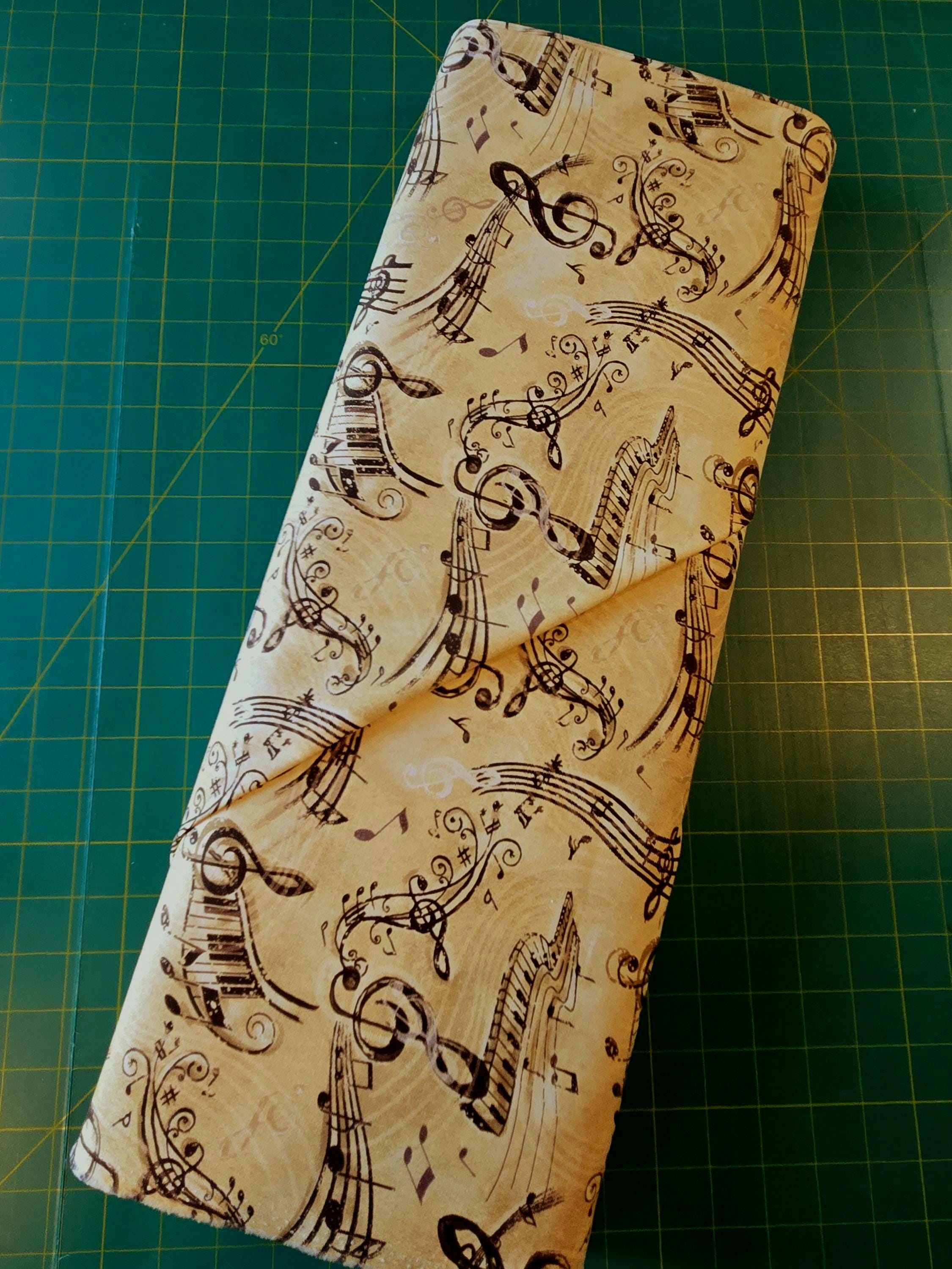 Music Notes Cotton Fabric: Tan Musical Instrument Print, Quilting ...