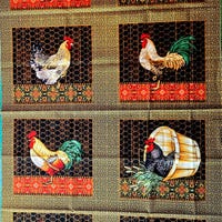 Rooster Panel With Crowing Rooster, Lively Colors and Four Barns. - Etsy