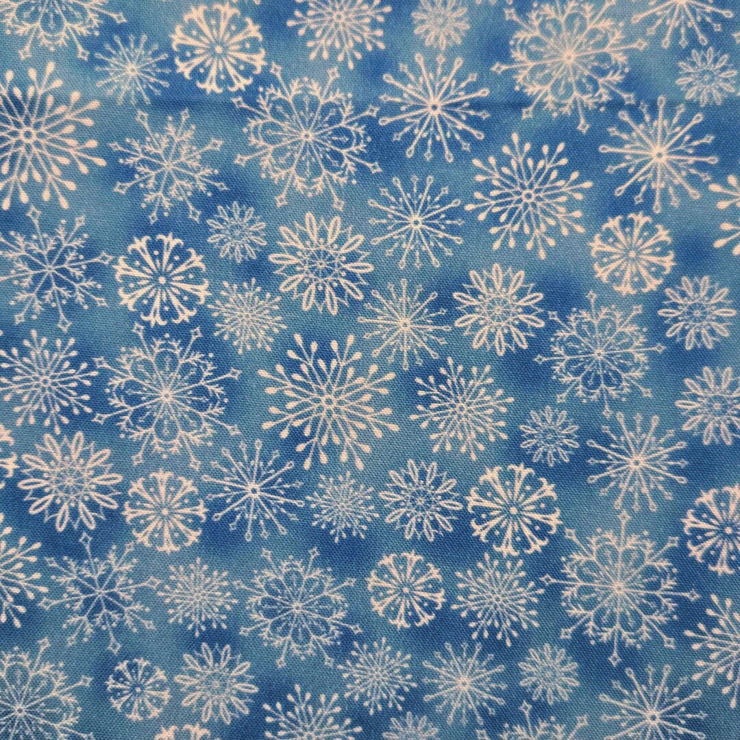 Blue Snowflake Fabric by Benartex, Quilting Cotton Seasonal Craft ...