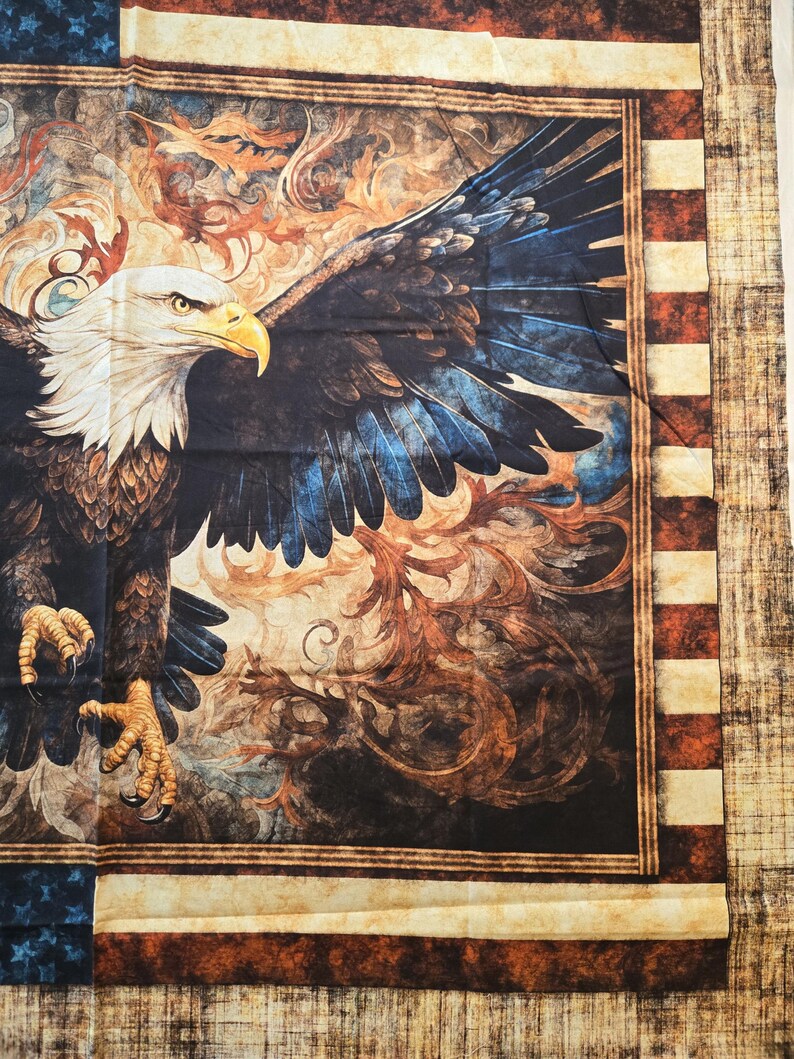 America Eagle Patriotic Fabric: Qt Quilting Material 1776 Freedom Flag ...